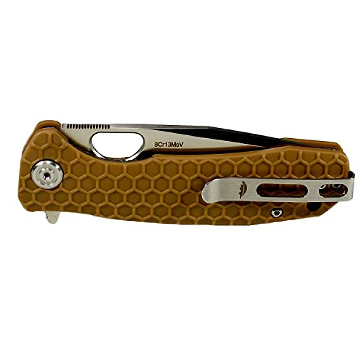 Western Active HB1342 Honey Badger Tanto Small Pocket Knife 2.81" Blade Lightweight 2.57oz Folding Utility EDC Deep Pocket Carry for Outdoor Tactical Survival Camping - Reversible Clip - Small Tan