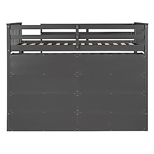 Harper & Bright Designs Twin Size Loft Bed with Storage, Wooden Loft Bed Frame with 8 Open Storage Shelves and Built-in Ladder, Gray