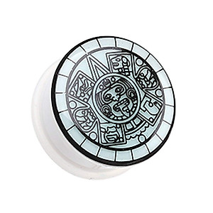 Covet Jewelry Glow in The Dark Mayan Calendar Single Flared Ear Gauge Plug (0 GA (8mm))