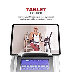 Sunny Health & Fitness Magnetic Elliptical Trainer Machine w/Device Holder, Programmable Monitor and Heart Rate Monitoring, 330 LB Max Weight - SF-E3912