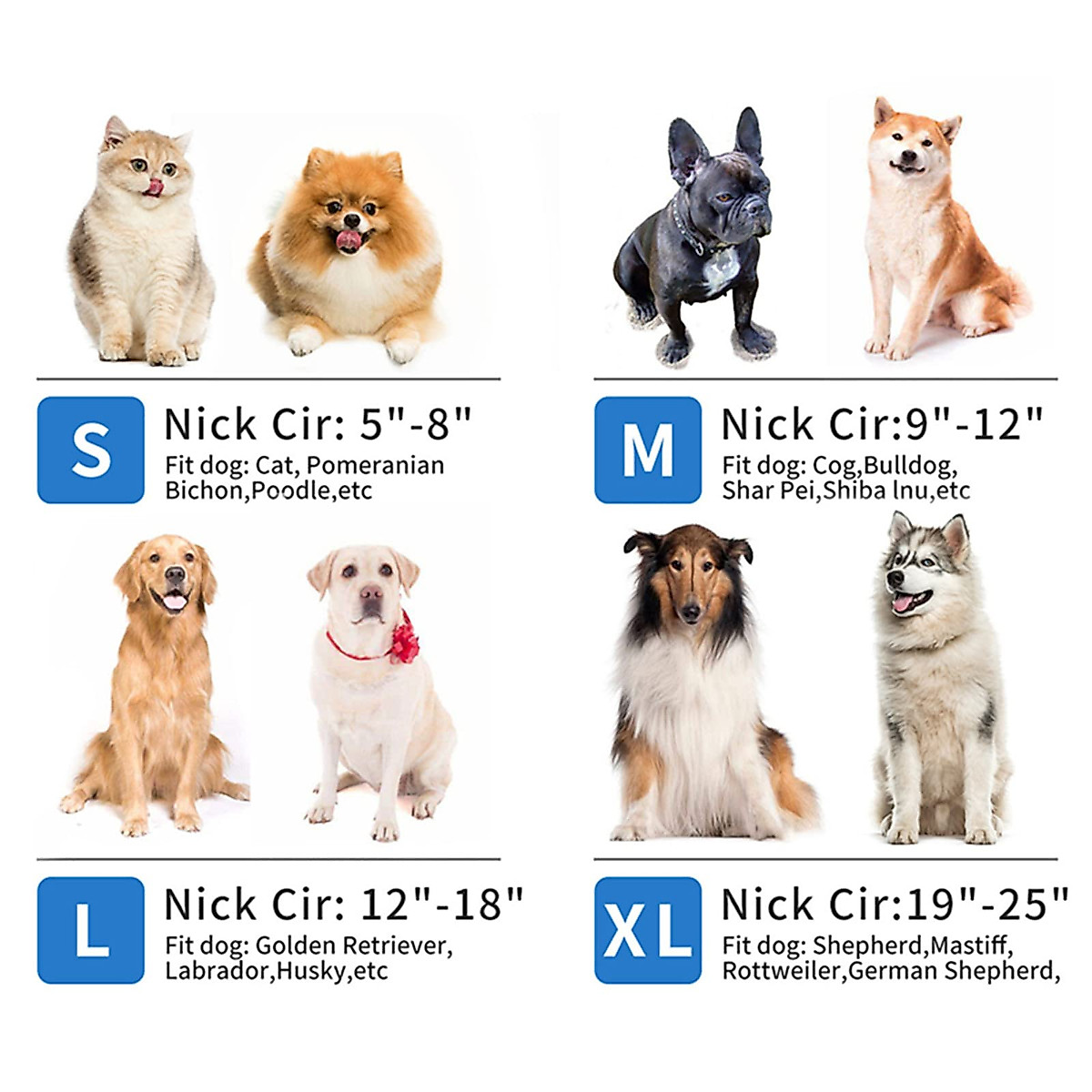 Protective Inflatable Collar for Dogs and Cats - Soft Recovery Pet Cone, E-Collar Does not Impede Vision Blue M