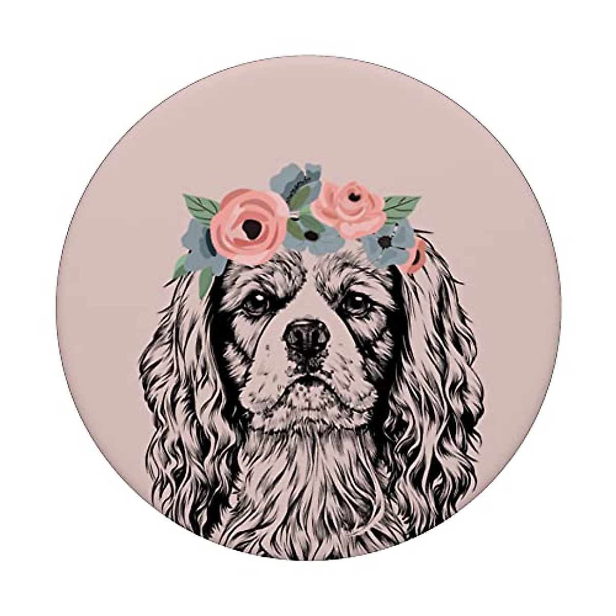 Cavalier King Charles Spaniel with Floral Headband Dog Mom PopSockets Swappable PopGrip