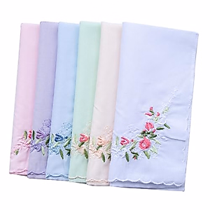 La closure Vintage Floral Cotton Embroidered Ladies Handkerchiefs 6PCS