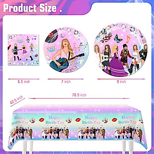 81pcs Birthday Party Decorations Plates, Birthday Party Supplies Include 40pcs Plates 40pcs Napkins 1pc Tablecloth Music Party Plates for Music Party Decorations Serves 20 Guests