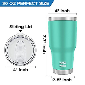 WETOWETO 30oz Tumbler, Stainless Steel Vacuum Insulated Water Coffee Tumbler Cup, Double Wall Powder Coated Spill-Proof Travel Mug Thermal Cup for Home Outdoor (Cyan, 1 Pack)