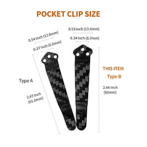 Qtcial Carbon Fiber Pocket Clip Fits For Spyderco PM2 Manix Delica, C81, C149, C11, C10, C41, C223, C101, C95, C90 And More, Premium Custom-made Pocket Clip with 3 Pieces Screws, Black