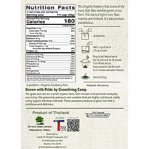 Organic Riceberry Rice - Purple Thai Black Jasmine Rice - Premium Freshness - Small Lot Harvest Direct from our Farm to your Table - 2 LB