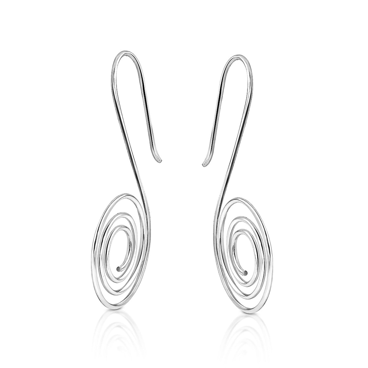Chic Spiral Swan Maze Hook Curl .925 Sterling Silver Dangle Earrings