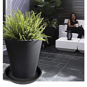 Angde 2 Pack of Plant Saucer 14 inch, Plastic Plant Saucers 14" Round, Flower Trays for Indoors Outdoor, Plant Drip Trays for Pots, Plant Water Tray for Planter 13-15" (14", Black)