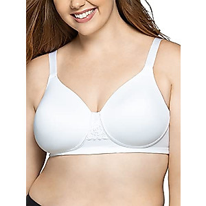 Vanity Fair Womens Full Figure Beauty Back Smoothing Bra, 4-way Stretch Fabric, Lightly Lined Cups Up To H Bra, Wirefree - White, 40D US