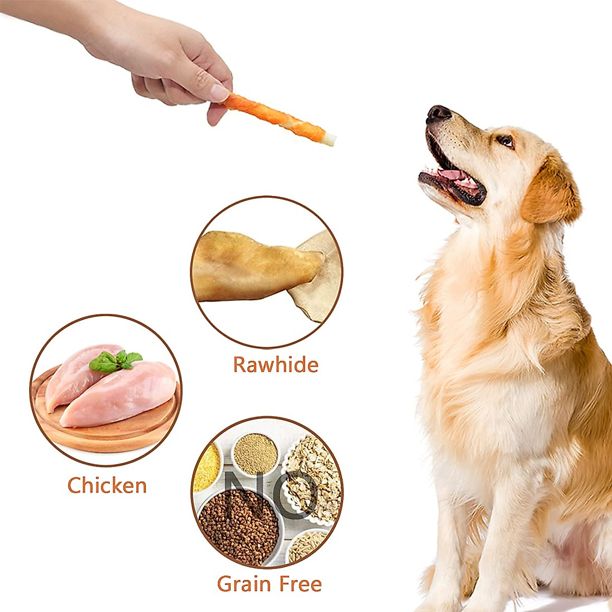 AIPET Dog Treats, Chicken Wrapped Rawhide Sticks for Dogs Treats Puppy Training Chews Snacks Sticks, 11Oz
