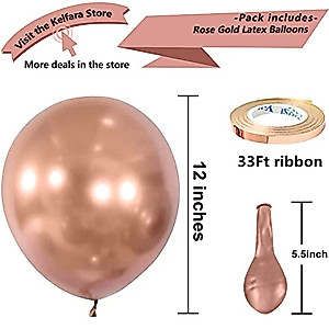 Rose Gold Metallic Chrome Balloons,60pcs 12 inch Latex Party Balloons for Birthday Wedding Bridal Shower Decoration