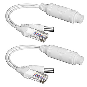 Scodeno 2-Pack Active 48V to 12V Waterproof PoE Splitter, IEEE 802.3af Compliant 10/100Mbps Power Over Ethernet Splitter Adapter for IP Camera, White