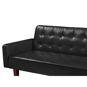 Faxu Leather Futon Sofa Bed Convertible Couch Daybed,Folded Upholstered Sleeper Loveseat for Small Space with Solid Wood Legs ,Multi-functional Tufted Sofa & Couches for Seating Napping Overnight
