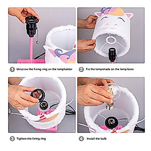 inno casa Table Lamp Cute Unicorn Plush Shade Desk Lights for Gifts with 2 USB Charging Ports and 1 Power Outlet for Bedroom Reading & Living Room