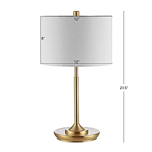 SAFAVIEH Lighting Collection Taren Modern Contemporary Brass Gold 22-inch Bedroom Living Room Home Office Desk Nightstand Table Lamp Set of 2 (LED Bulbs Included)