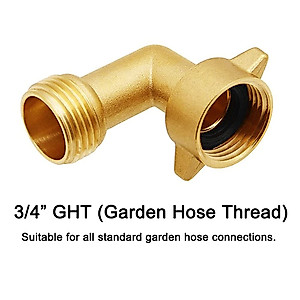 Joywayus 3/4" GHT Garden Hose 90-Degree Elbow Brass Connector with Washers for RV Water Hookups and Residential Outdoor Faucets (Pack of 2)