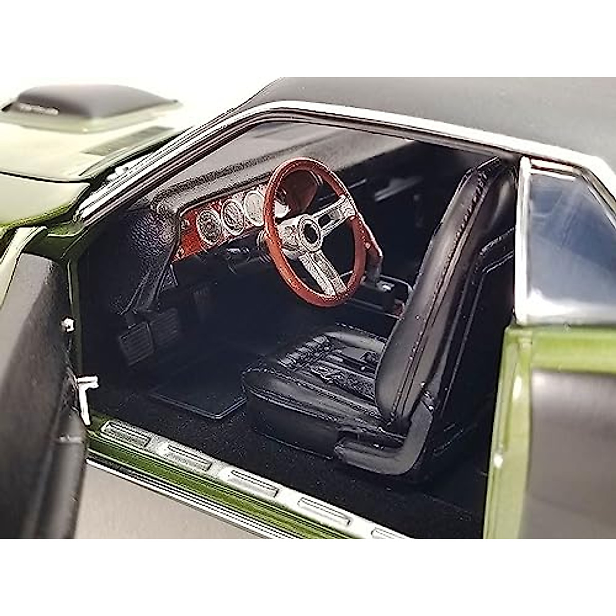 1971 Plymouth Hemi Barracuda Ivy Green with Black Graphics and Black Vinyl Top Limited Edition to 276 Pieces Worldwide 1/18 Diecast Model Car by Acme A1806132VT