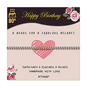 Btysun 80th Birthday Gifts for Grandma Her Stretch Bracelets for Women Rose Gold Bead Grandma Birthday Gifts Thanksgiving Christmas Jewelry