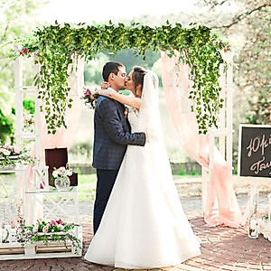 Mudder Fake Ivy Vines with Lights, LED Artificial Hanging Green Leaves Vines for Outdoors Patio Porch Decor (Basket Not Included) (Ivy Style, 3 Packs)