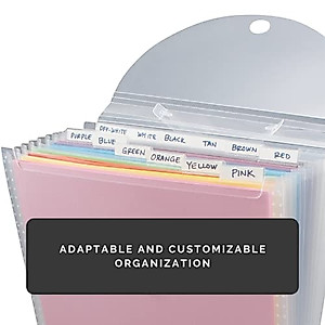 Advantus Expandable Paper Organizer, Accordion File Organizer, Important Document Holder, Clear with 12 Pockets, White, 12x12 Inches