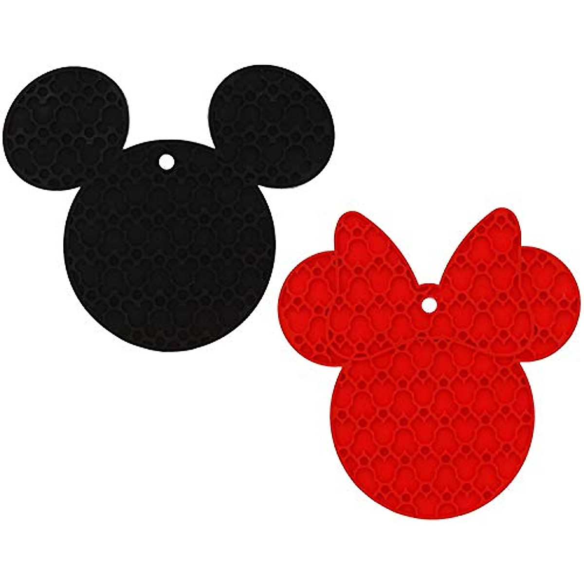 Disney Mickey and Minnie Mouse 100% Silicone Trivets, 2pk - Multipurpose Flexible Kitchen Tools that Serve as Pot Holders, Spoon Rest, Jar Opener, or Heat Resistant Hot Pads up to 500 degrees F