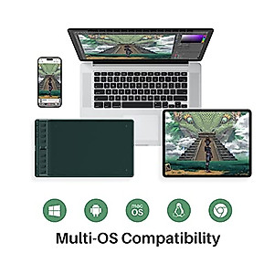 2023 HUION Inspiroy 2 Medium Drawing Tablet with Scroll Wheel 8 Customized Keys Battery-Free Stylus for Digital Art, Design, Sketch, 9x5inch Graphics Tablet Works with Mac, PC & Mobile, Green