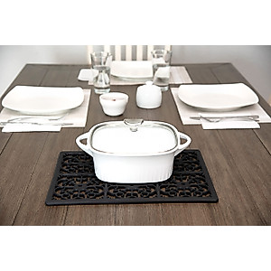 gasaré, Extra Large, Thick, Silicone Trivet for Hot Pots, Pans, Dishes, and Bakeware, Hot Pads, Hot Plates, for Kitchen Quartz Countertops, Dishwasher Safe, 16 x 12 x 3/8 Inches, Black