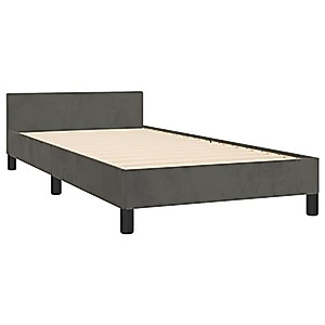 vidaXL Bed Frame with Headboard Home Indoor Bed Accessory Bedroom Upholstered Single Bed Base Furniture Dark Gray 39.4"x79.9" Twin XL Velvet