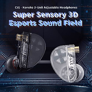 Linsoul CVJ Konoka 1 Vibrating Driver+ 1 DD +1 BA Triple Hybrid Driver in Ear Earphones with 4 Acoustic Modes, Detachable Oxygen-Free Copper 2 Pin Cable for Musician Audiophile (Without Mic, Black)