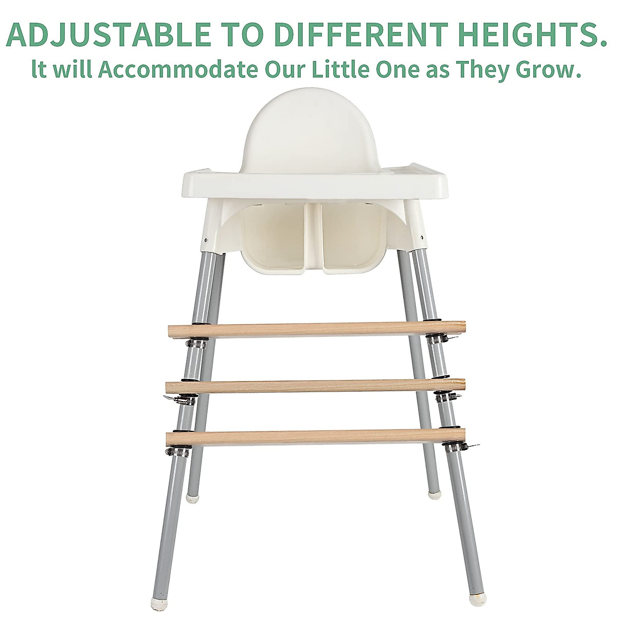 High Chair Footrest Compatible with IKEA Antilop - 100% Non-Slip Adjustable Accessories Wooden Foot Rest Compatible with Antilope Highchair Accessories Baby