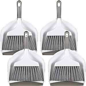 4 Sets Mini Broom and Dustpan Set Small Dustpan and Brush Set Hand Broom and Dustpan Set Home Cleaning Supplies Portable Cleaning Dust Pan and Brush for Desk Home Kitchen Keyboard Car Pet Waste