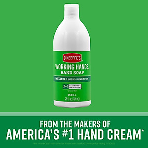O'Keeffe's Working Hands Moisturizing Hand Soap, 25 Ounce Bottle Refill, Unscented (Pack of 2)