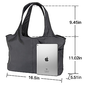 ZOOEASS Women Fashion Large Tote Shoulder Handbag Waterproof Tote Bag Multi-function Nylon Travel Shoulder(Grey)