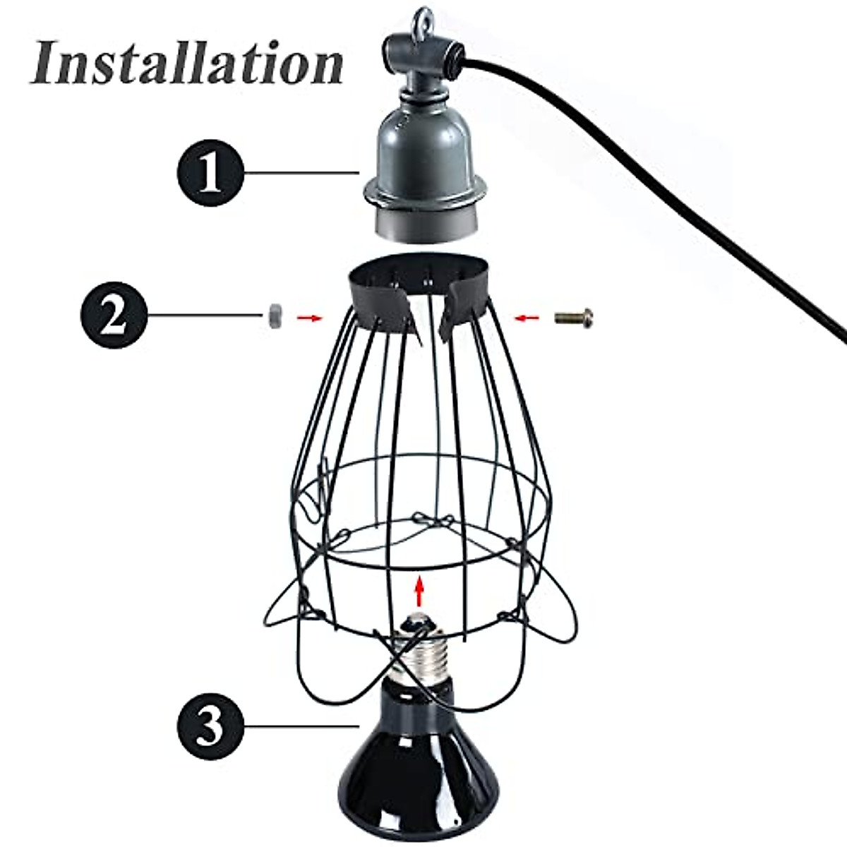 2pcs Reptile Heater Guard Lamp Shade Bulb Guard Ceramic Heat Lamp Stand Anti-high Temperature Burns for Winter Amphibian Aquarium Coop (Does not Include Bulb)