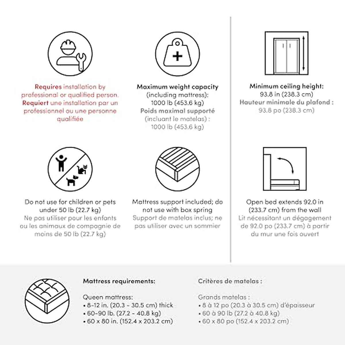 Bestar Versatile 65W Queen Murphy Bed in White, Sleeping Arrangement for Multipurpose Area, Bedroom, Guest Room, or Living Room
