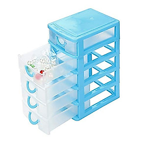 AKIMPE Desktop Storage Box Drawer Foldable Large Cubes Collapsible Fabric Basket Organizer Containers Bins Tote with Dual Handles for Cloth Home Nursery Office Toys Closet Shelf Sky Blue 4