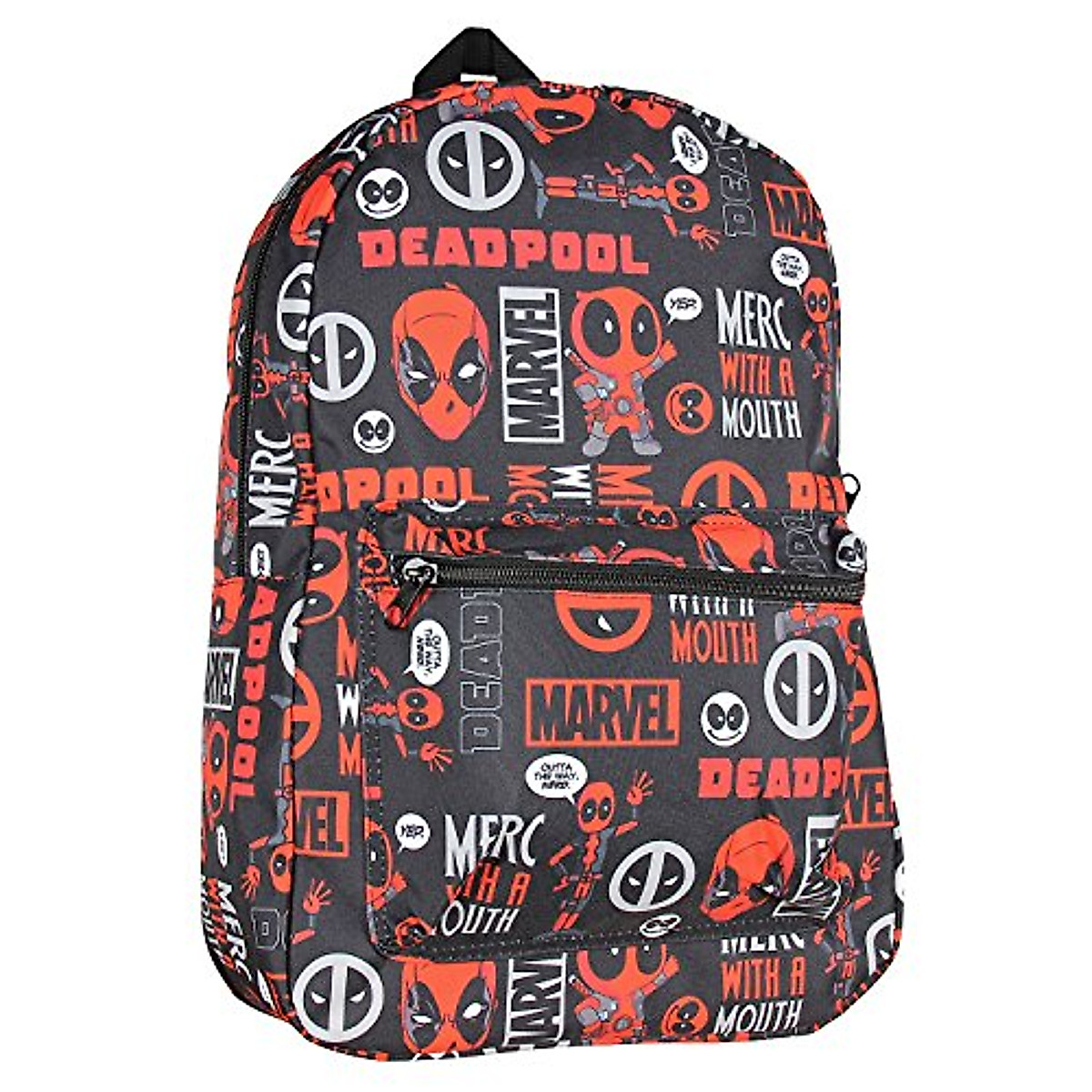 Marvel Deadpool Backpack Merc With A Mouth Verbiage All Over Print Laptop Travel Backpack