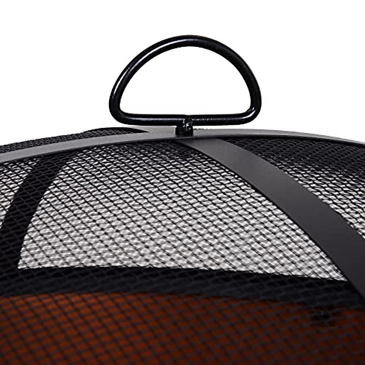 Outsunny 30 Inch Outdoor Fire Pits, Copper-Colored Round Basin Camping Fire Pit, Wood Burning Firepit Bowl with Ornate Black Base, Log Grate, Wood Poker, & Mesh Screen for Embers