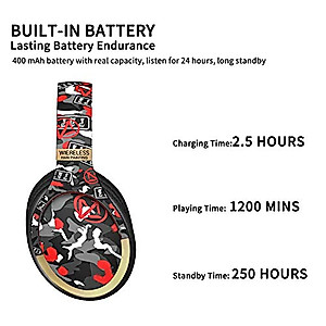 Greshare Wireless Bluetooth Headphones,Over Ear Headphone Hi-Fi Stereo Foldable Headset with Microphone, FM Radio, Wired Mode Compatible with PC/Cellphone/Tablets/TV/MP3. (Black)