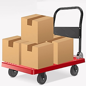 Platform Truck Portable Platform Truck Metal Handle Flat Handtruck with Wheels Folding Push Cart Load 330 Lb/ 660 Lb Moving Dolly Cart Reliable