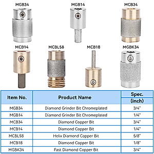 Agatige Diamond Grinding Bit, 5/8" Glass Grinder for Stained Glass, Bits Standard Fine Diamond Grinder Bits Stained Glass Diamond Grinder Bit Head Tools Diamond Grinding Wheel for Glass Grinder,MCBL58