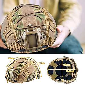 ActionUnion Tactical Airsoft Paintball Fast Helmet with Cover PJ Type Adjustable Protective NVG Mount forMulticam Military Sports Hunting Shooting (Tan-CP)