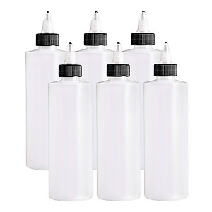 ljdeals 8 oz Plastic Squeeze Bottles, Natural Cylinder Bottles with Twist Caps, Pack of 6, BPA Free, Made in USA