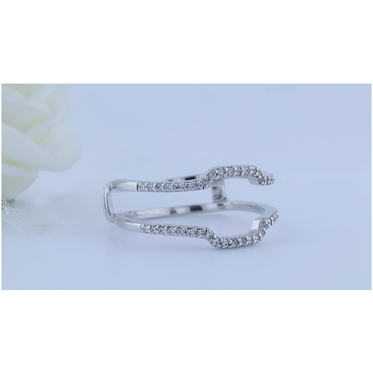 Dazzlingrock Collection Round White Diamond Anniversary Enhancer Ring for Women (0.75 ctw) in 10K White Gold Size 7