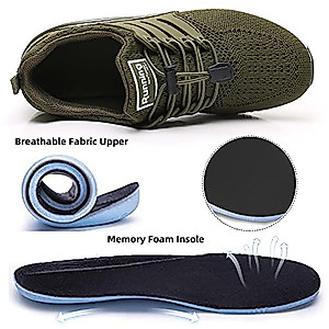 BOGOVER Men's Walking Shoes Non Slip Running Tennis Shoes Breathable Lightweight Air Cushion Sneakers for Tennis Gym Jogging (Green, Numeric_10.5)