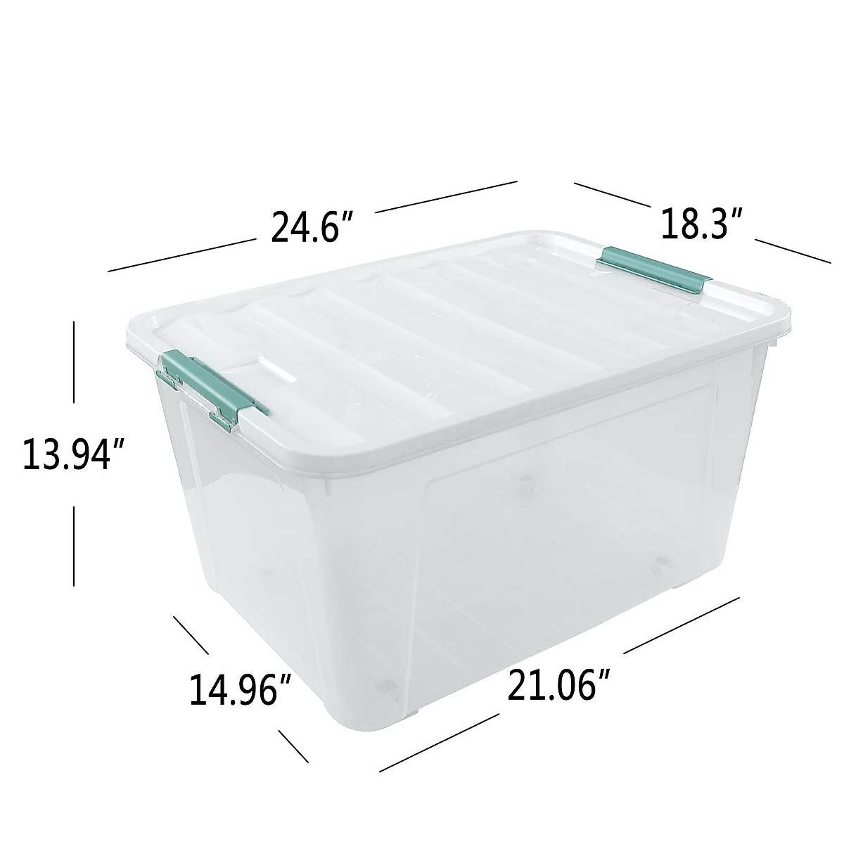Pekky 85 Quart Clear Storage Bin on Wheels, 4-Pack Large Plastic Latching Box