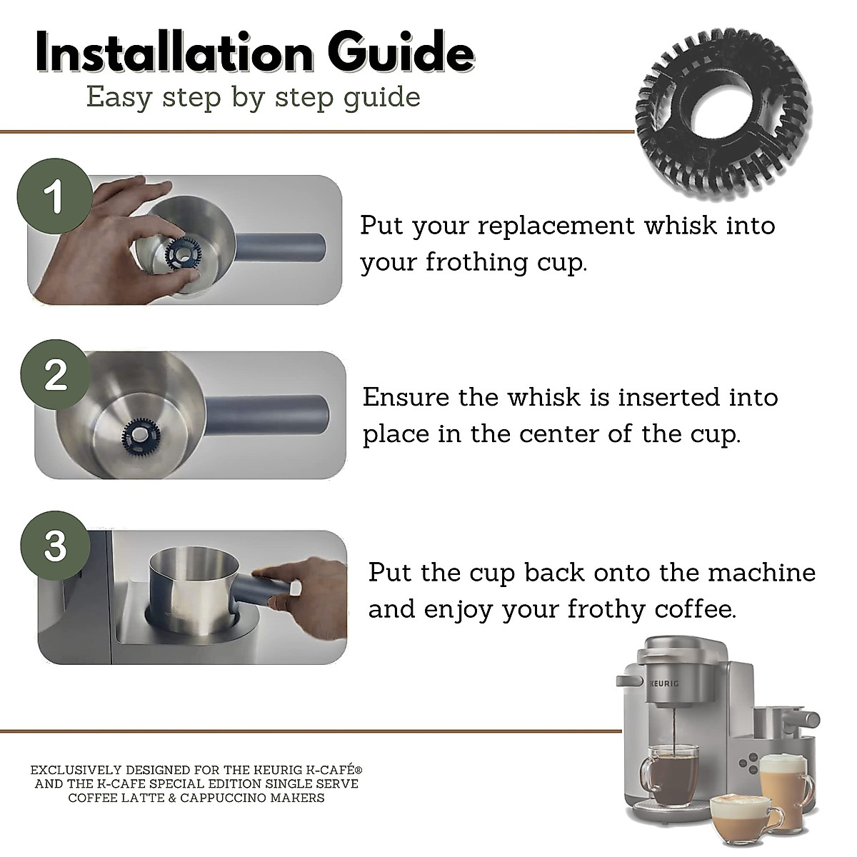 Replacement Frother Whisk for Keurig K-Café and K-Café Special Edition Single Serve Coffee Latte & Cappuccino Maker