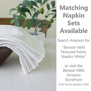 Benson Mills Cameron Textured Fabric Table Cloth, for Everyday Home Dining, Parties, Weddings & Holiday Tablecloths (70" Round, White)