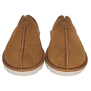 Clarks Mens Open Back Suede Leather Slipper - Plush Faux Fur Lining - Indoor Outdoor House Slippers For Men (13 M US, TAN)